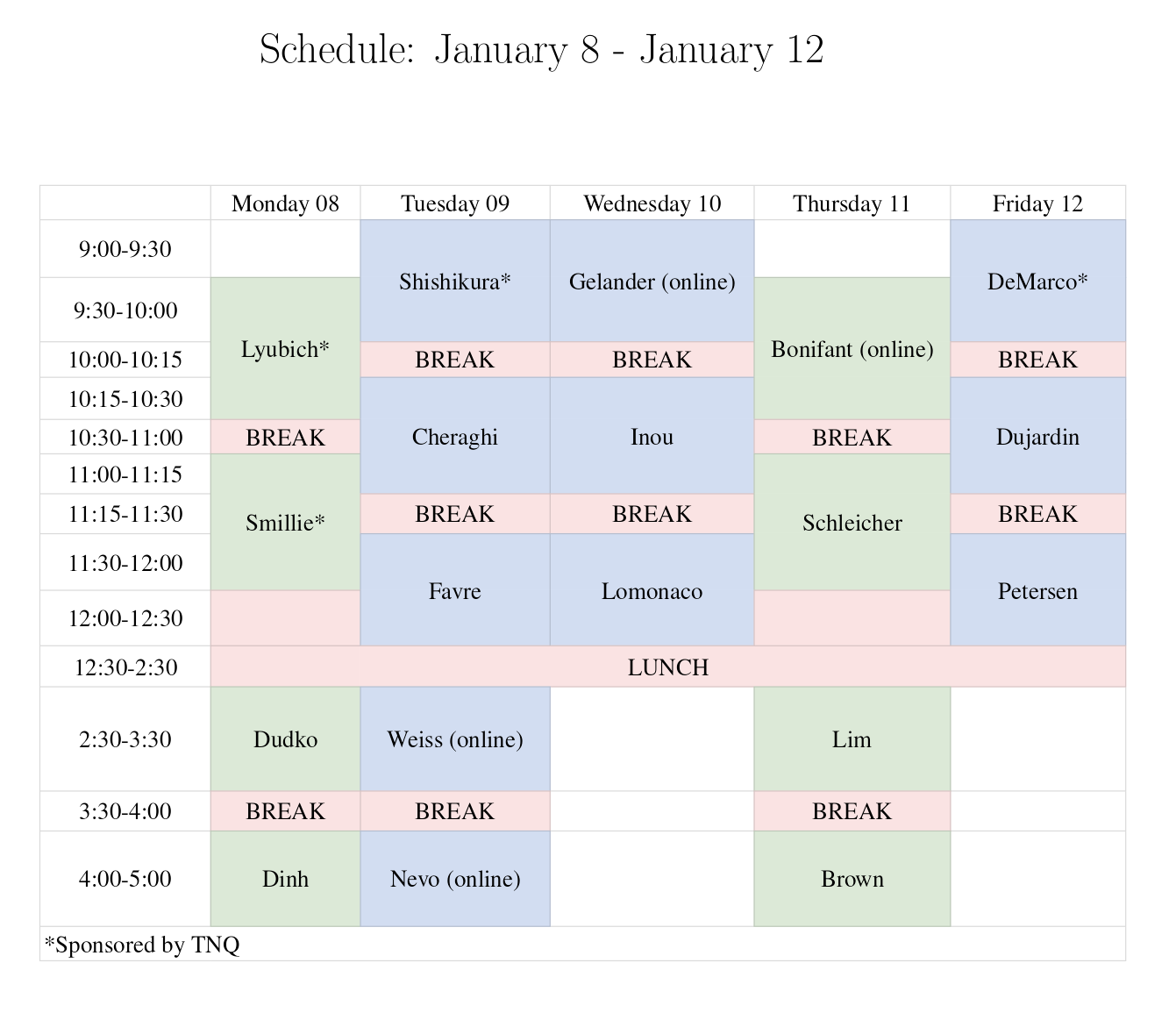 Schedule | Infosys-Chandrasekharan
